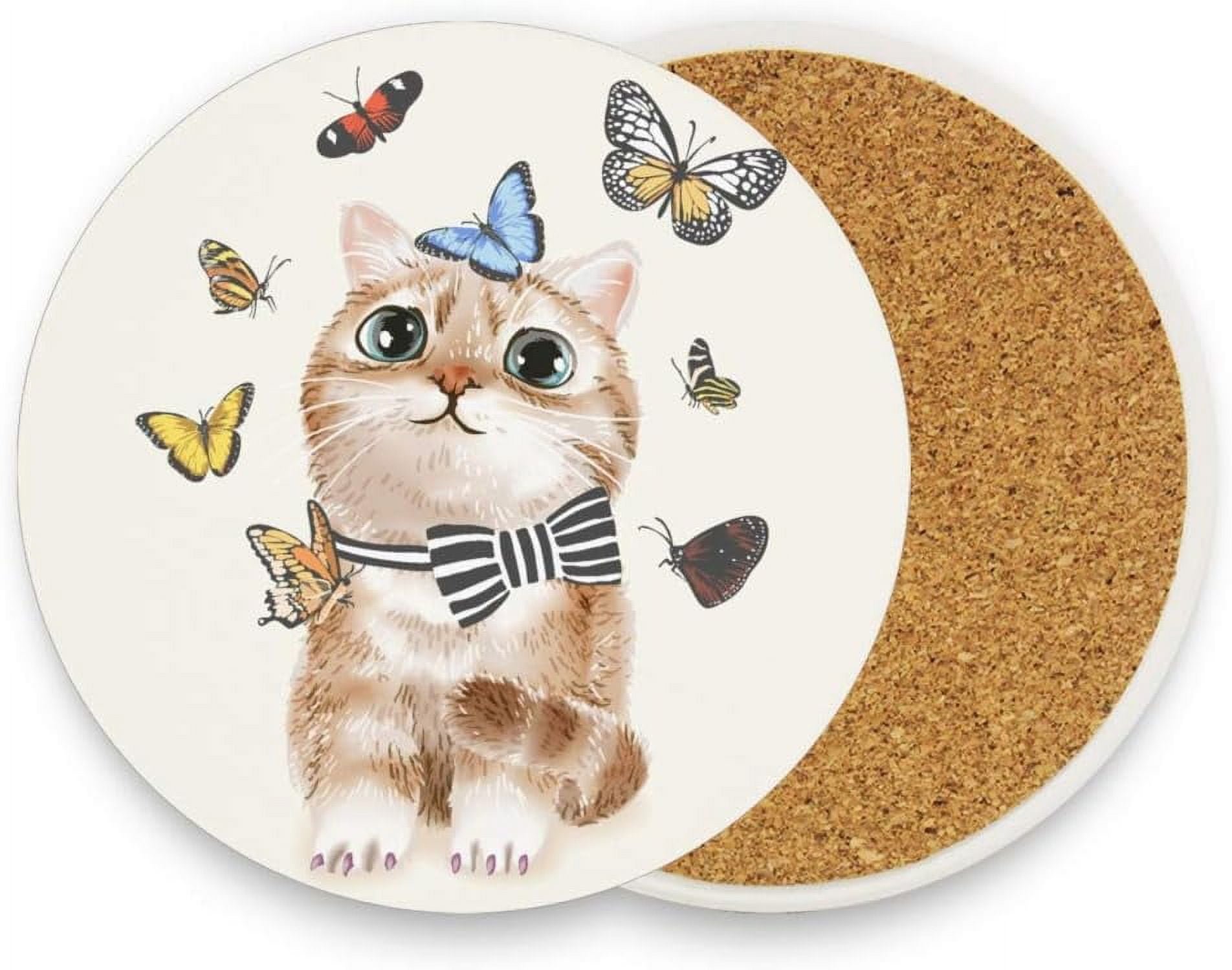 Coasters for Drinks Set of 4 Absorbent Ceramic Coasters with Cork Base ...