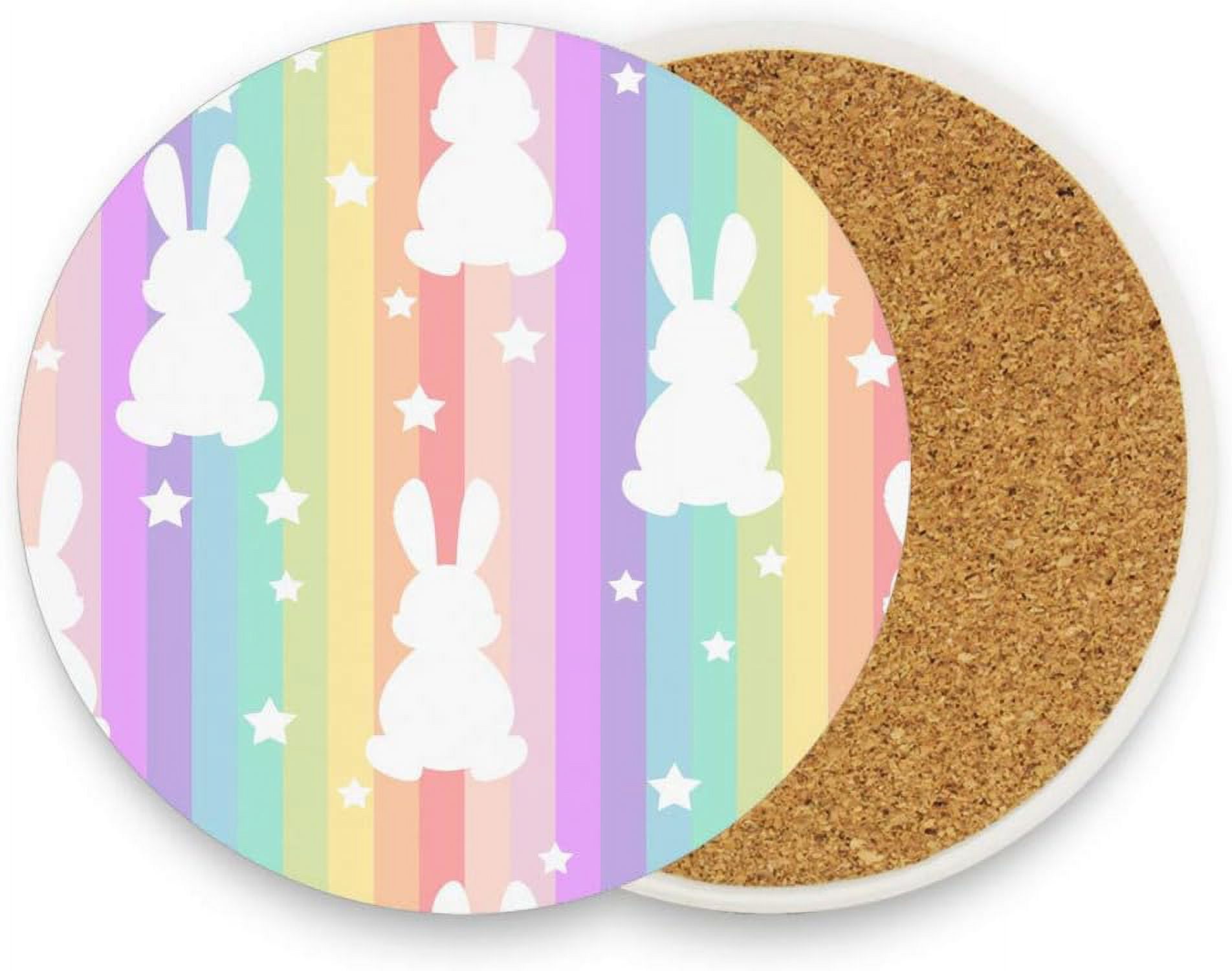 Coasters for Drinks Set of 4 Absorbent Ceramic Coasters with Cork Base ...