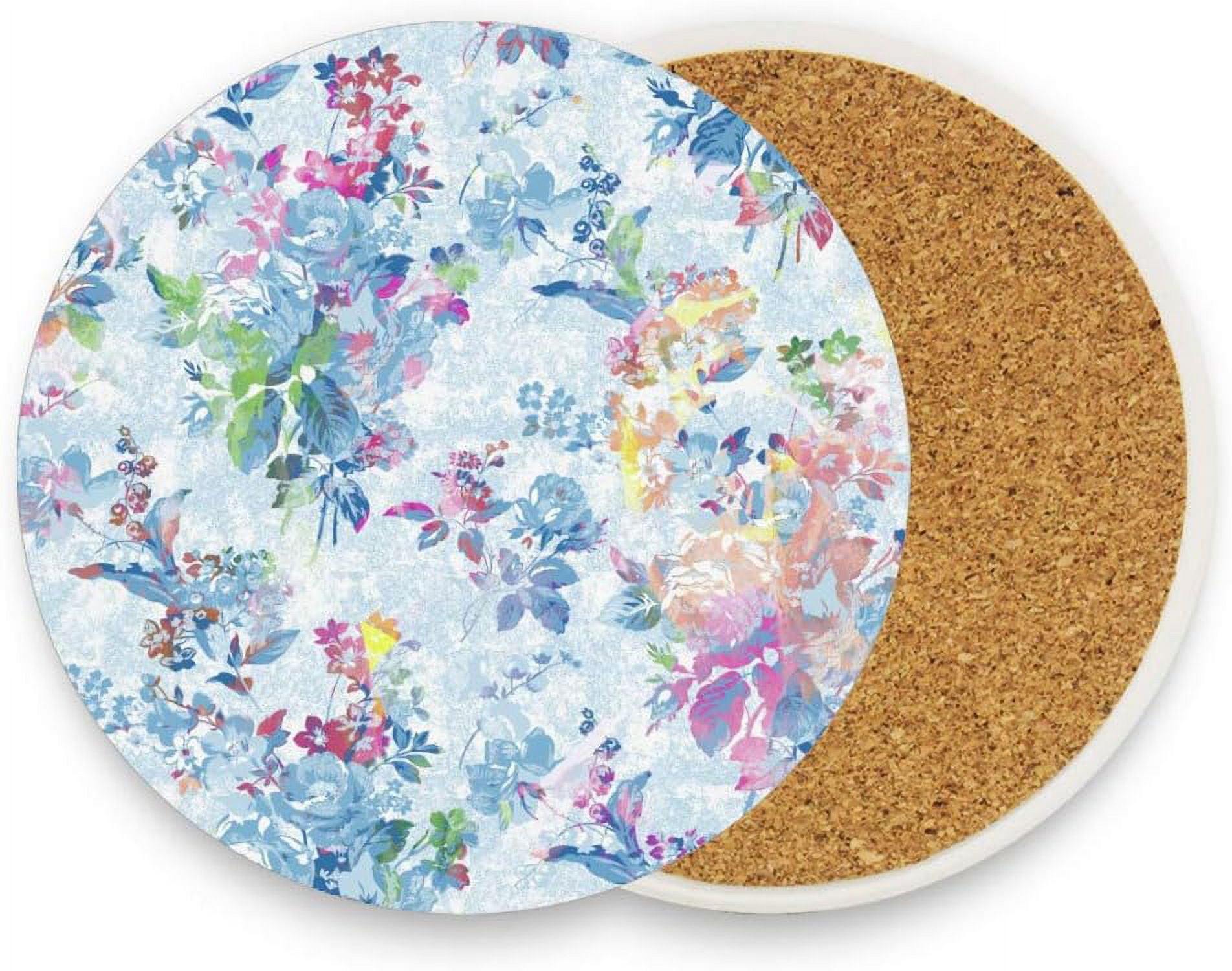 Coasters for Drinks Set of 4 Absorbent Ceramic Coasters with Cork Base ...