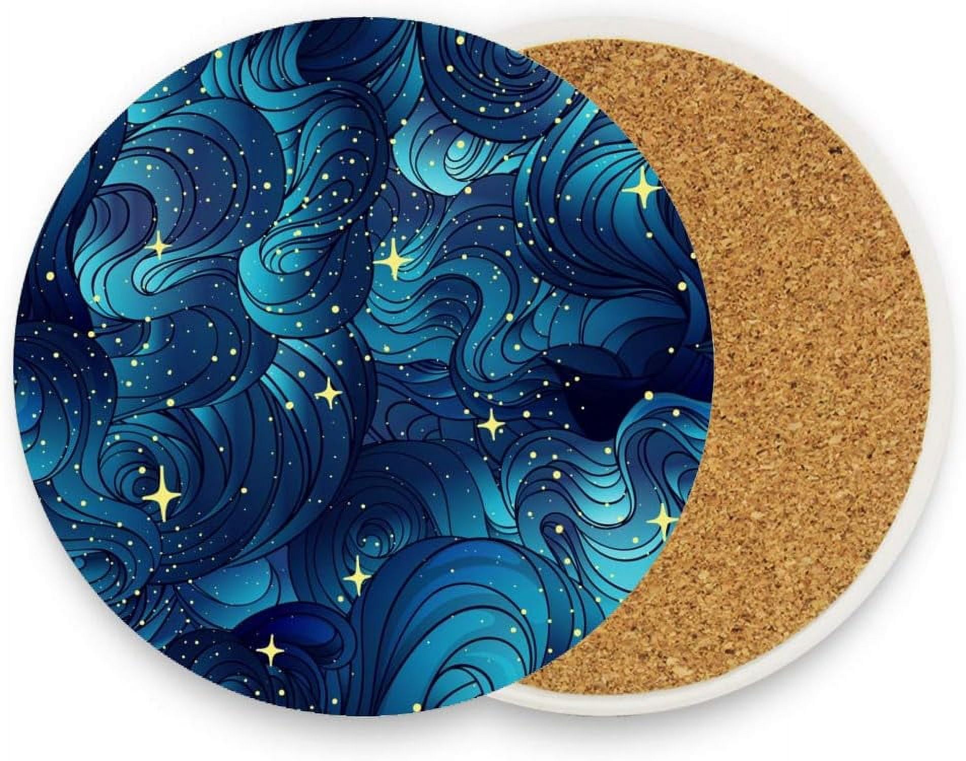 Coasters for Drinks Set of 4 Absorbent Ceramic Coasters with Cork Base ...