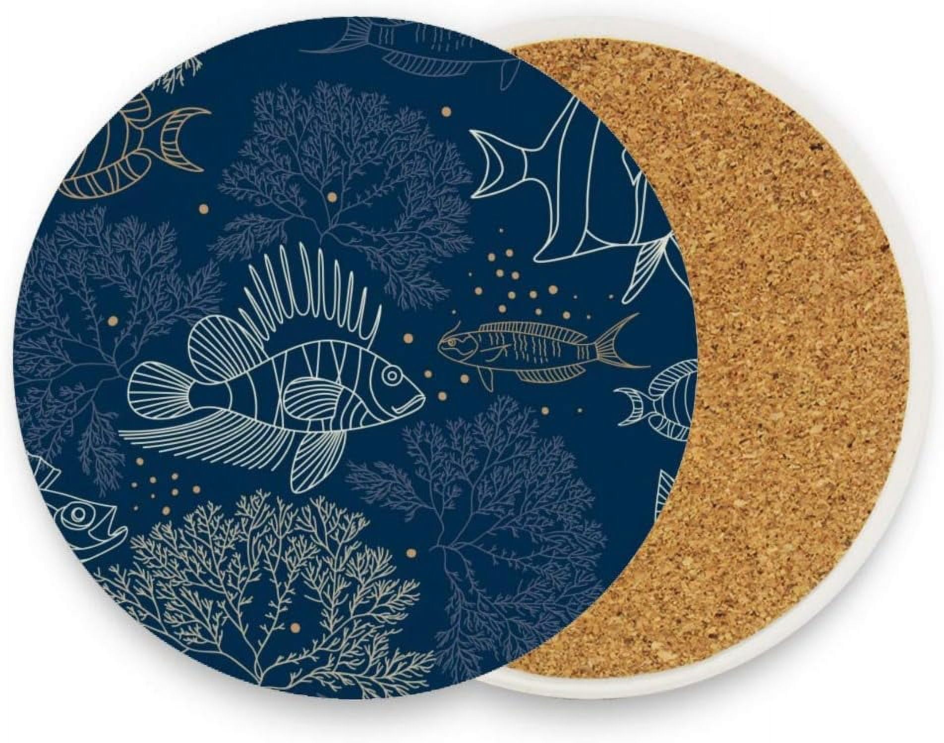 Coasters for Drinks Set of 4 Absorbent Ceramic Coasters with Cork Base ...