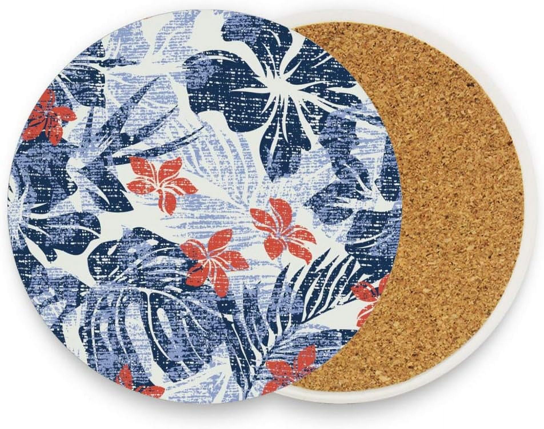 Coasters for Drinks Set of 4 Absorbent Ceramic Coasters with Cork Base ...