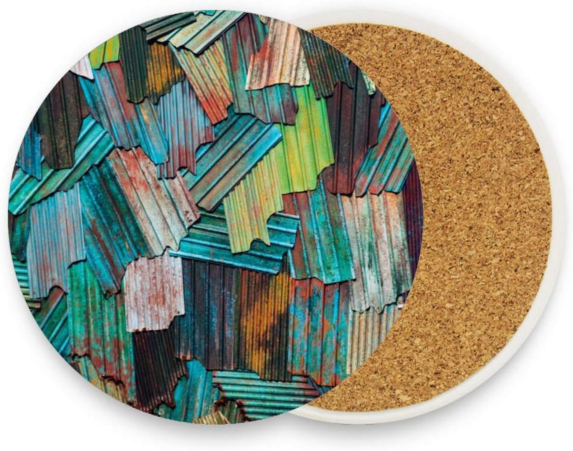 Coasters for Drinks Set of 4 Absorbent Ceramic Coasters with Cork Base ...