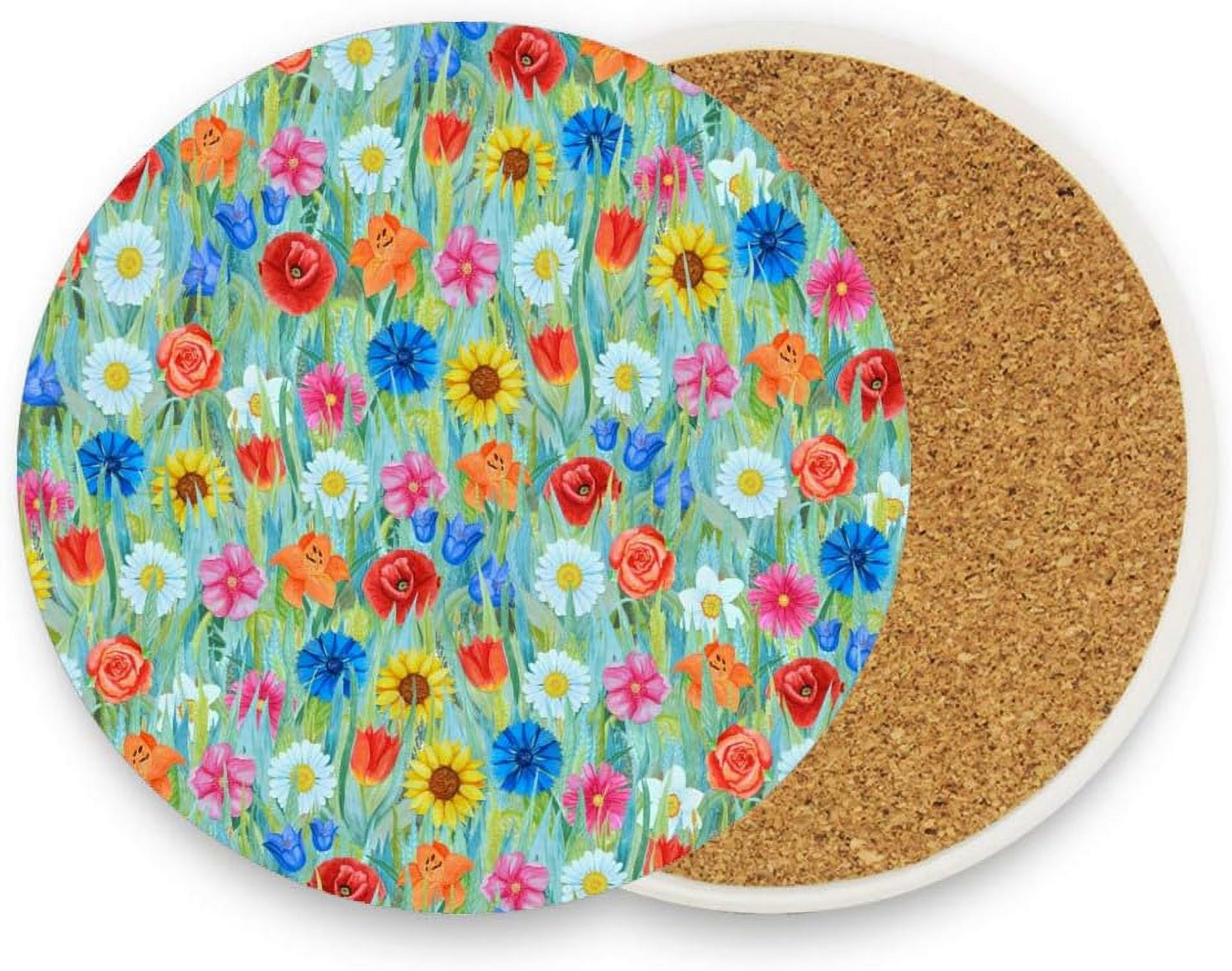 Coasters for Drinks Set of 4 Absorbent Ceramic Coasters with Cork Base ...