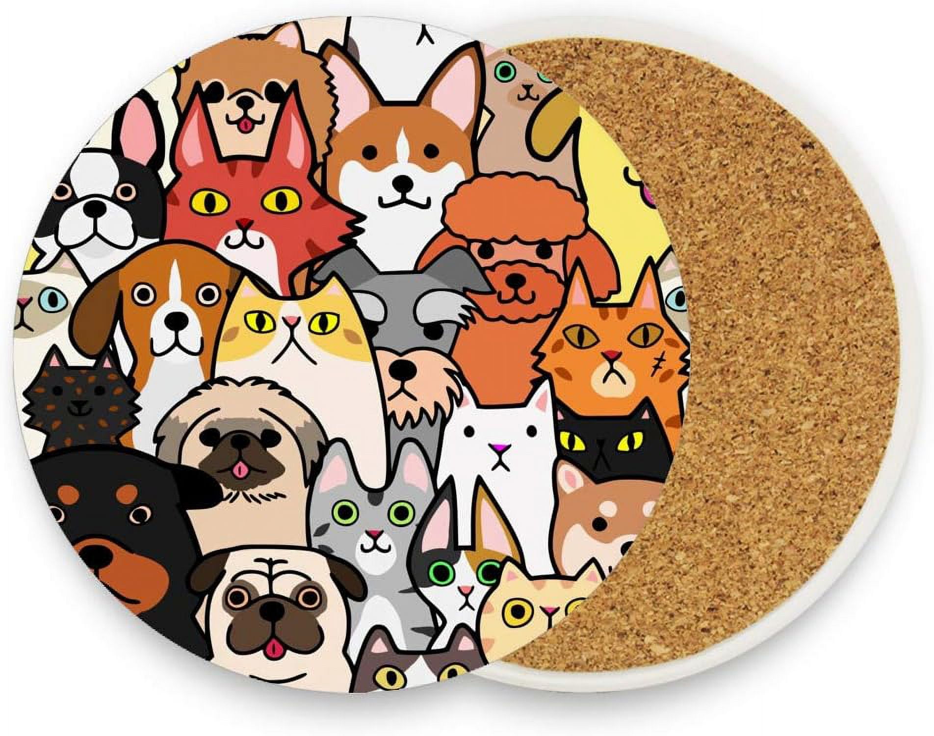 Coasters for Drinks Set of 4 Absorbent Ceramic Coasters with Cork Base ...