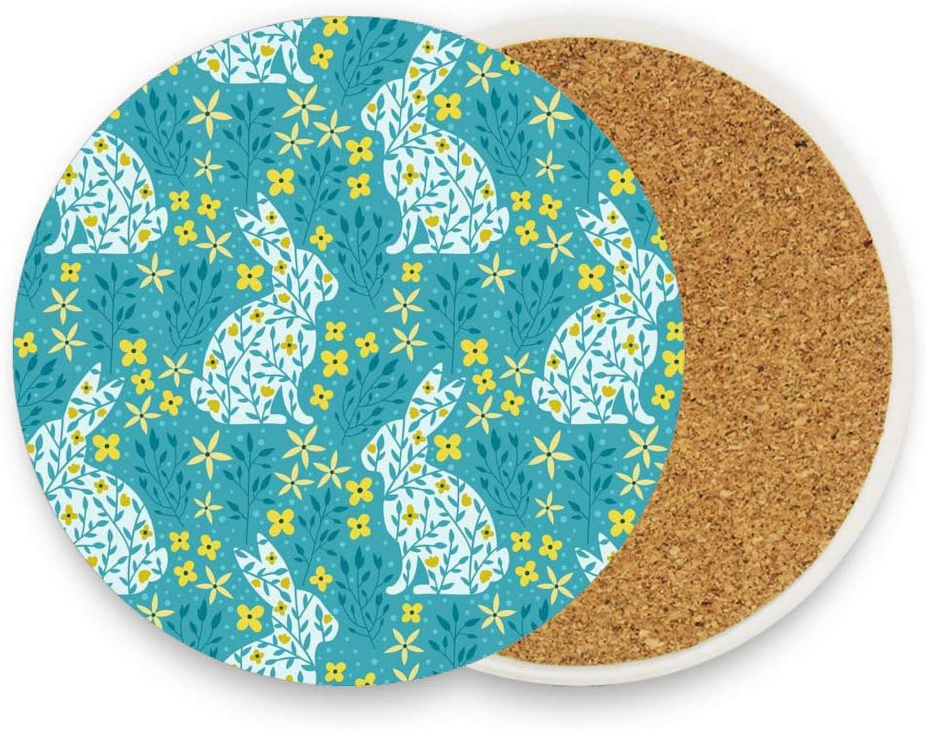 Coasters for Drinks Set of 4 Absorbent Ceramic Coasters with Cork Base ...