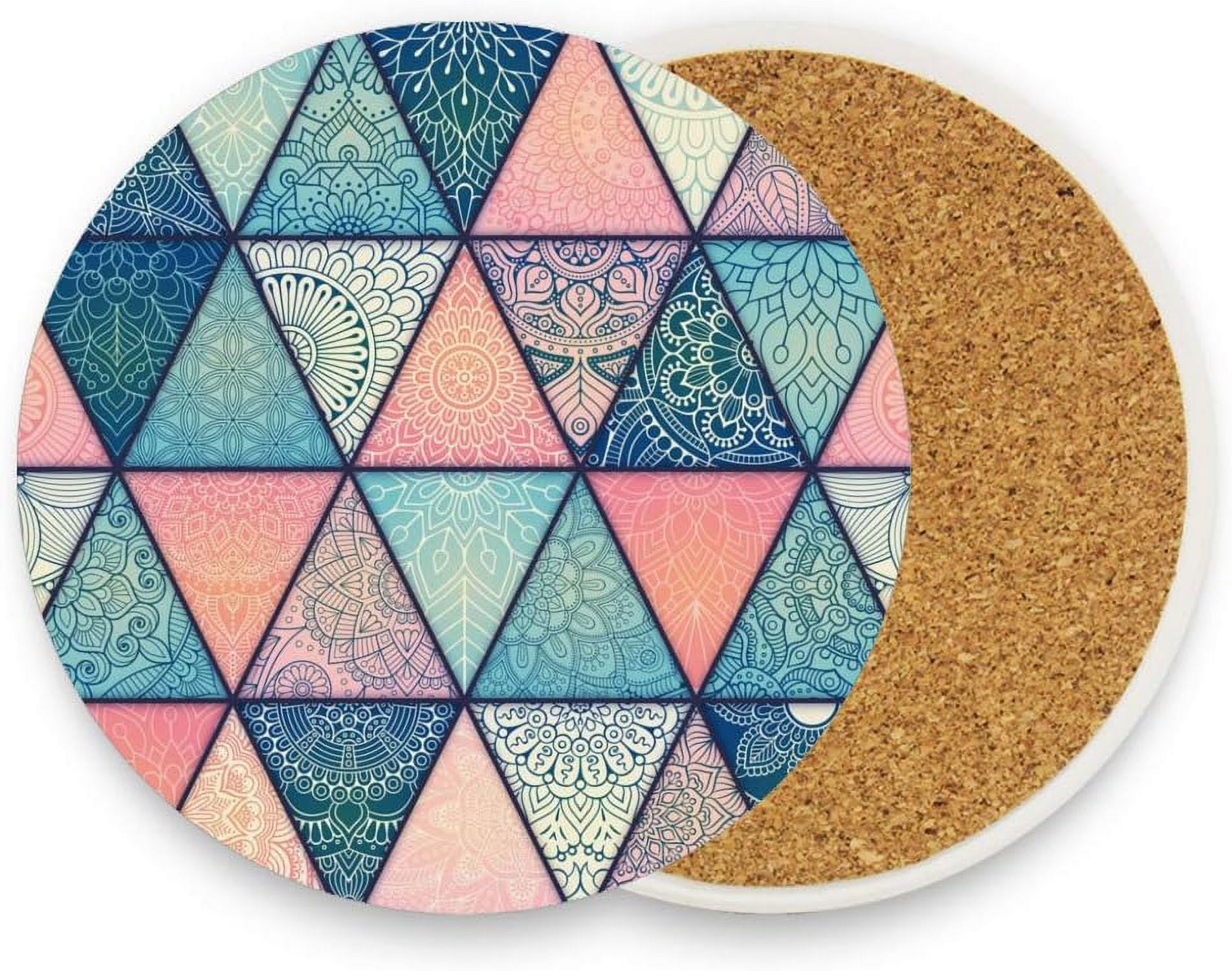 Coasters for Drinks Set of 4 Absorbent Ceramic Coasters with Cork Base ...