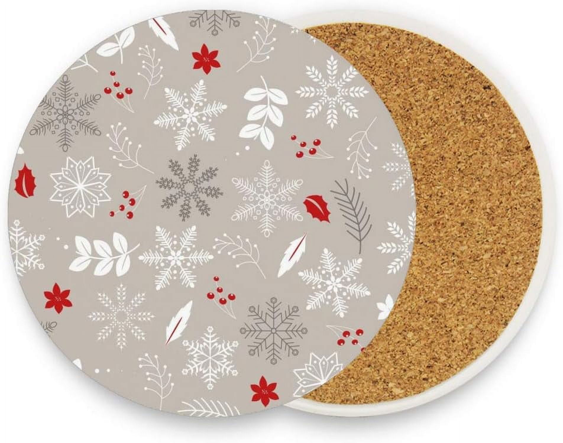 Coasters for Drinks Set of 4 Absorbent Ceramic Coasters with Cork Base ...