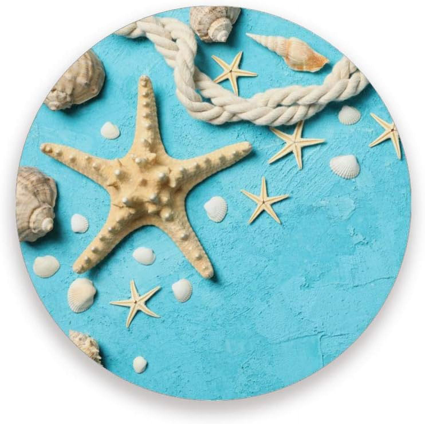Coasters for Drinks Set of 4 Pieces Absorbent Ceramic Coasters with Cork Base, ﻿Starfish on Blue ...