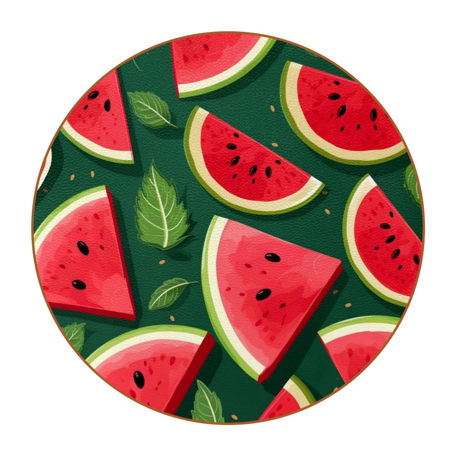 Coasters for Drinks, Summer Fruit Sweet Watermelon Print Leather Round ...