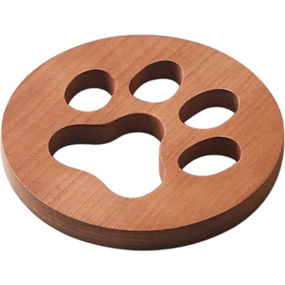 Coasters Hollow Wooden Cat Paw Coaster for Table Protection, Walnut ...