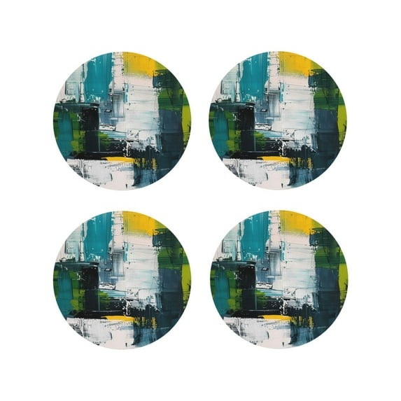 Coasters Set of 4 - Abstract Brushstrokes Green Blue Drink Coasters for ...