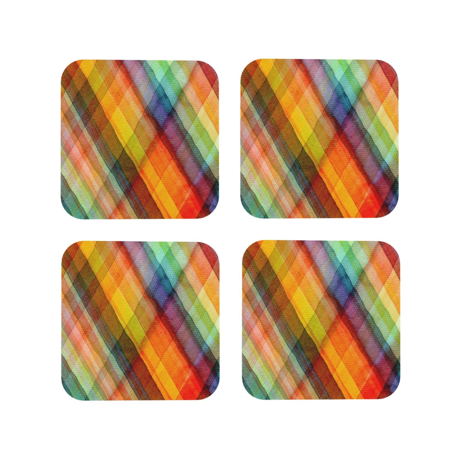 Coasters Set of 4 - Abstract Watercolors Tartan Drink Coasters for ...