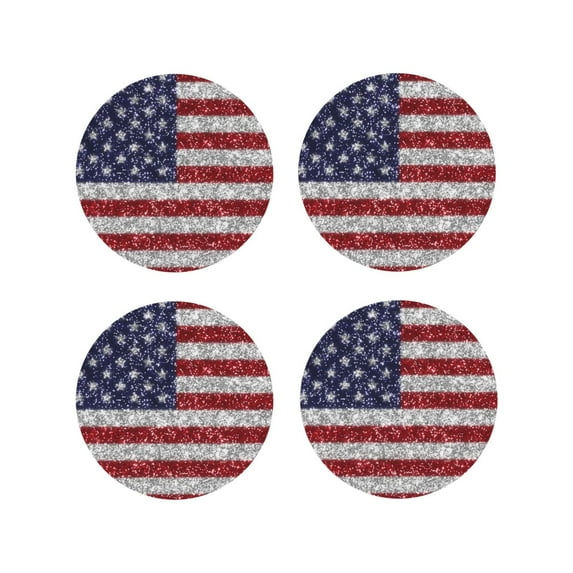 Coasters Set of 4 - America Flag Glitter Drink Coasters for Tabletop ...