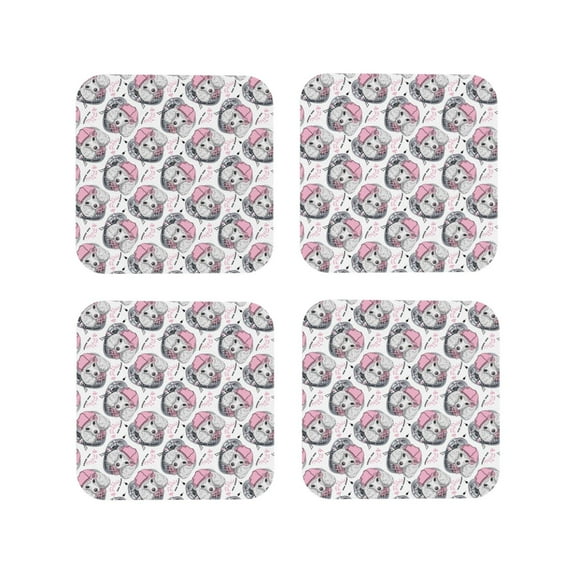 Coasters Set of 4 - Artistic Cute Poodle Dog Pink Drink Coasters for ...