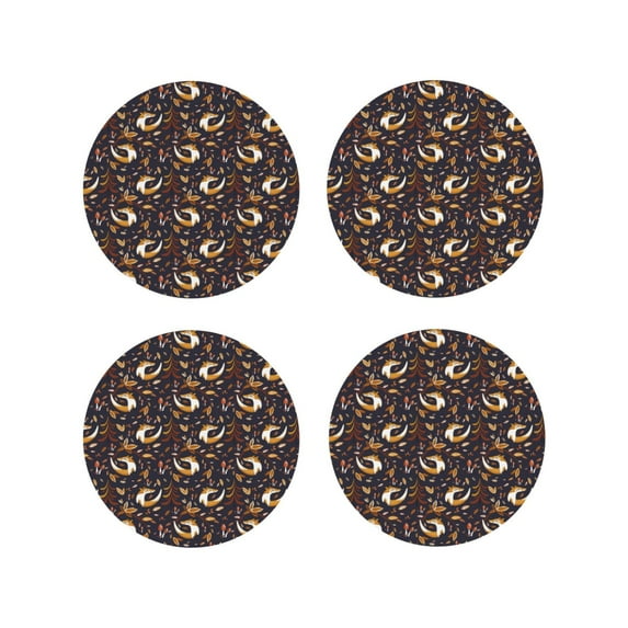 Coasters Set of 4 - Autumn Leaf Fox Mushroom Drink Coasters for ...