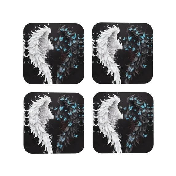 Coasters Set of 4 - Butterfly Angel Wings Art Drink Coasters for ...