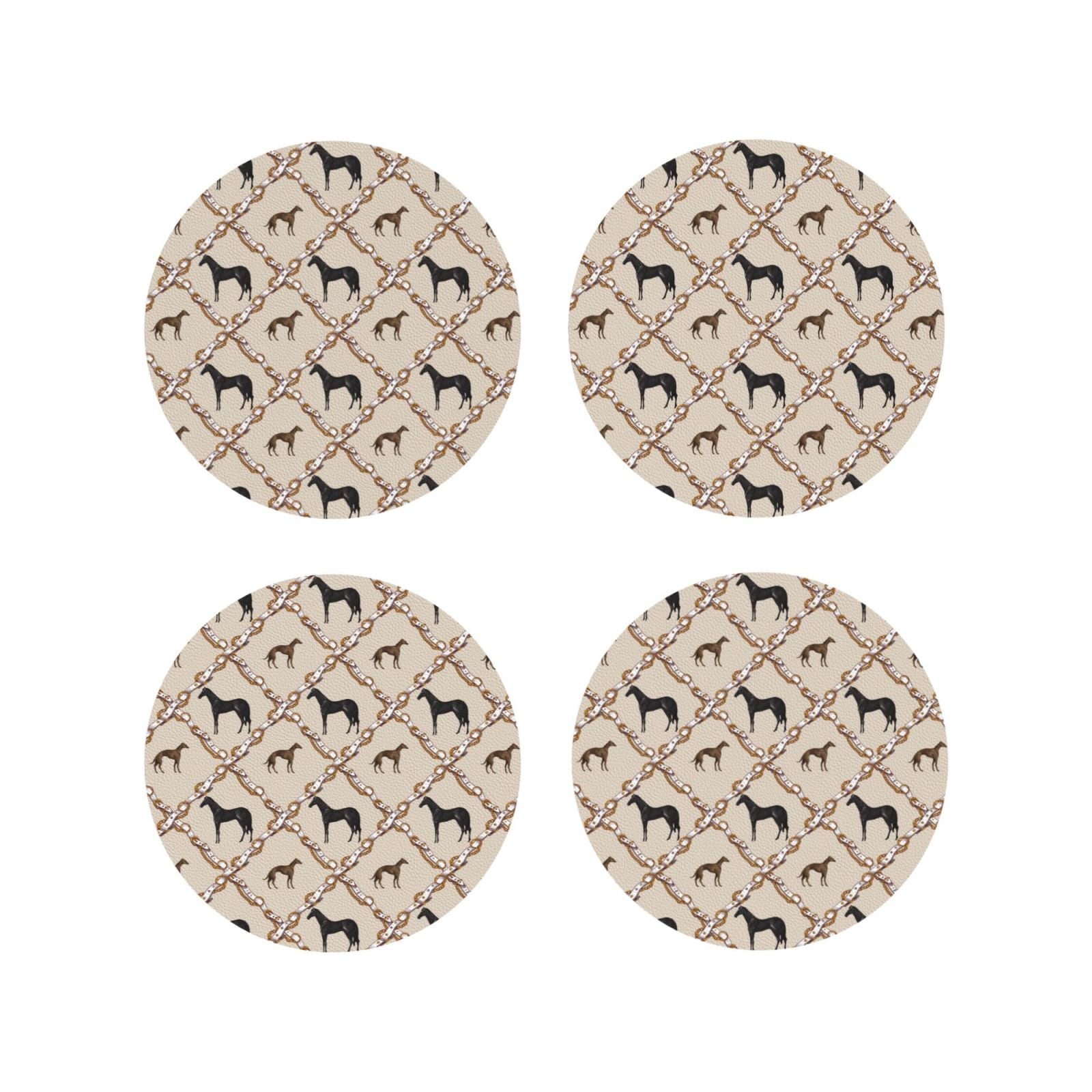 Coasters Set of 4 - Cartoon Cool Horse Hunting Dog Drink Coasters for ...