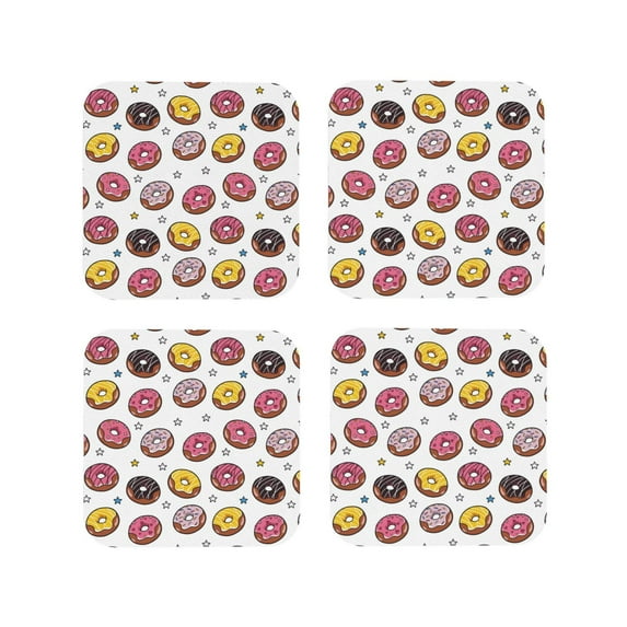 Coasters Set of 4 - Cartoon Donut Star Print Drink Coasters for ...