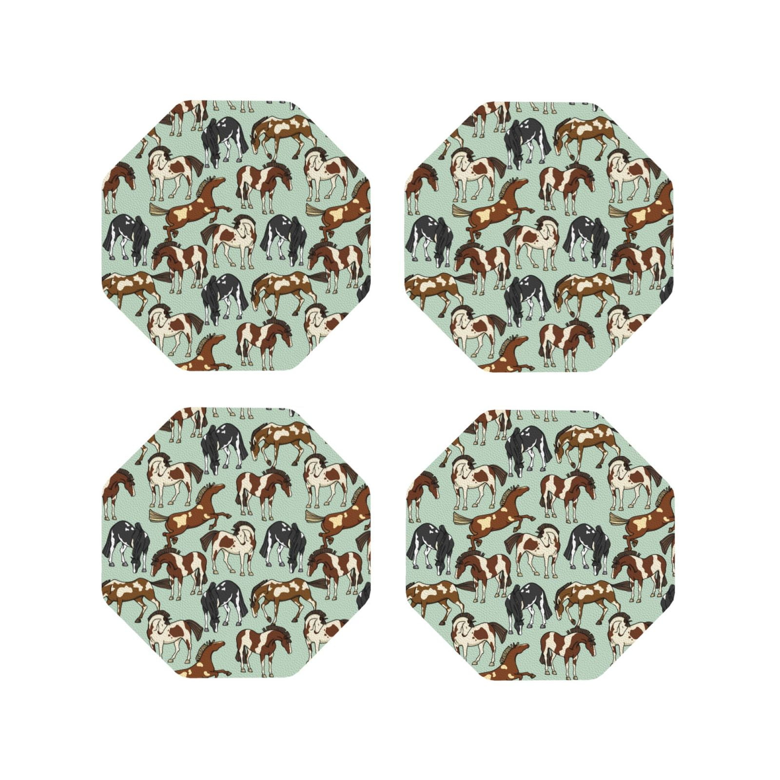 Coasters Set of 4 - Cartoon Spotted Cute Horse Drink Coasters for ...