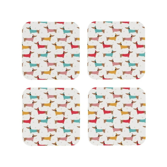 Coasters Set of 4 - Cplorful Dachshund Dog Puppy Drink Coasters for ...