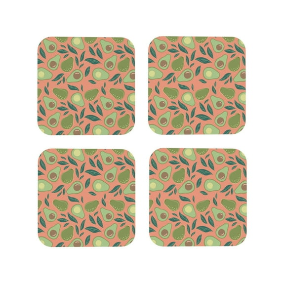 Coasters Set of 4 - Cute Avocado Orange Leaves Drink Coasters for ...