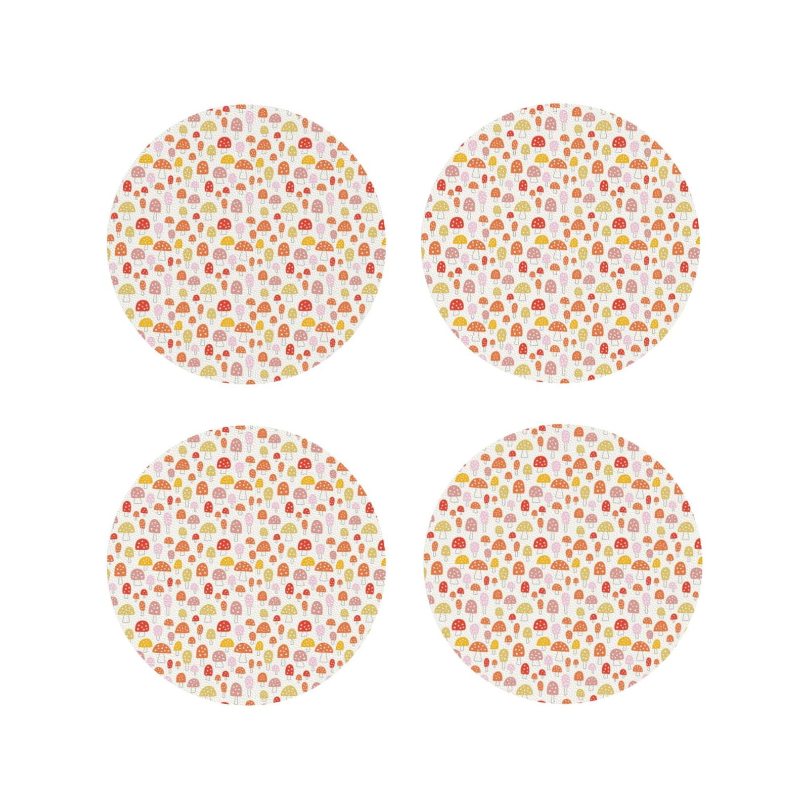 Coasters Set of 4 - Cute Cartoon Mushrooms Drink Coasters for Tabletop ...