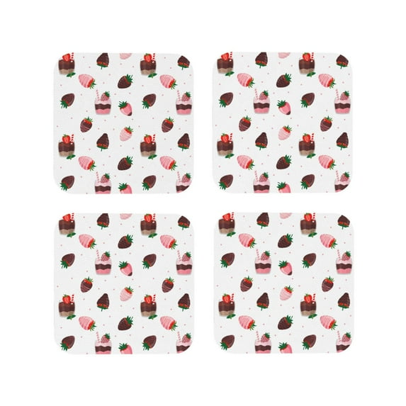 Coasters Set of 4 - Cute Chocolate Strawberry Drink Coasters for ...