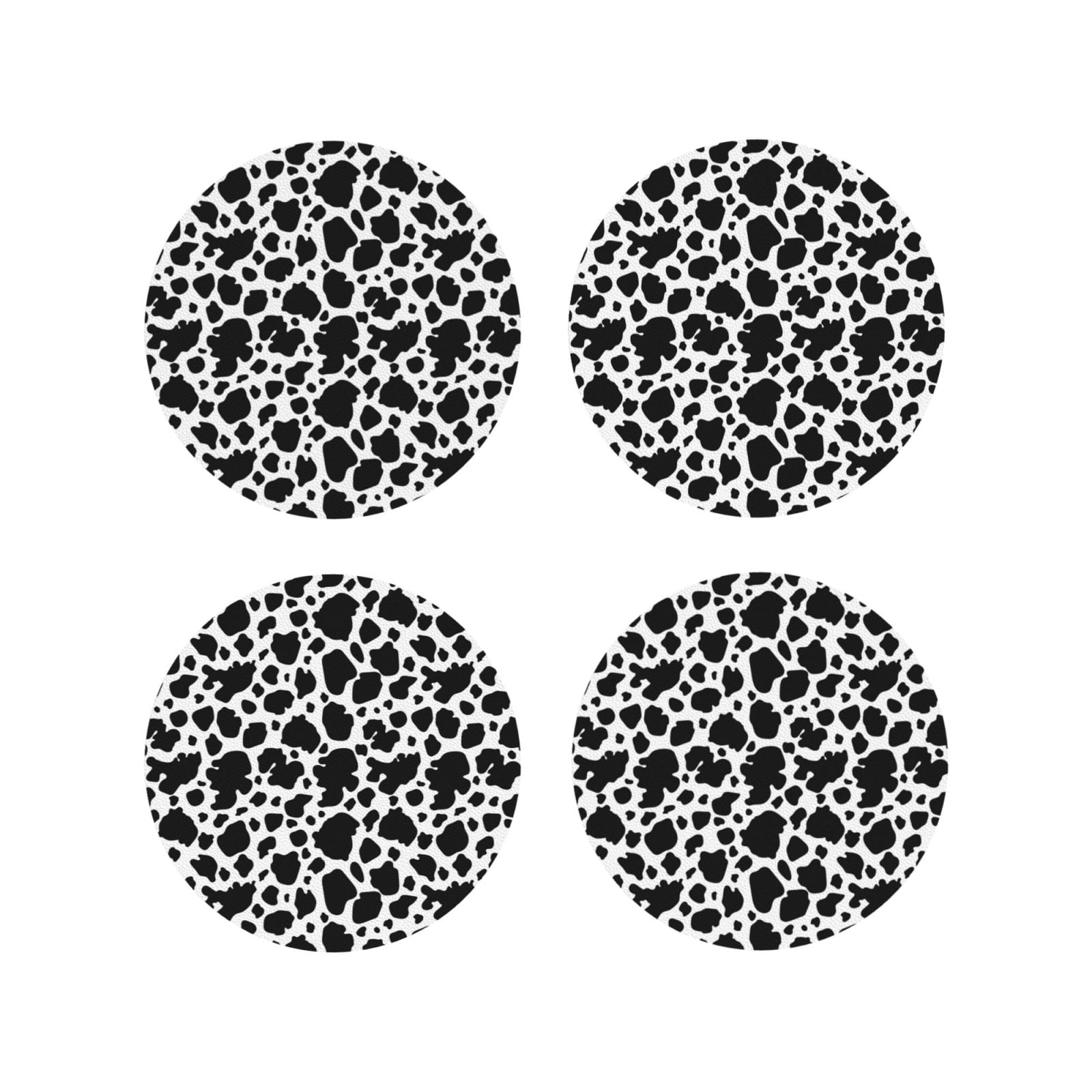 Coasters Set of 4 - Cute Cow Print Black White Drink Coasters for ...