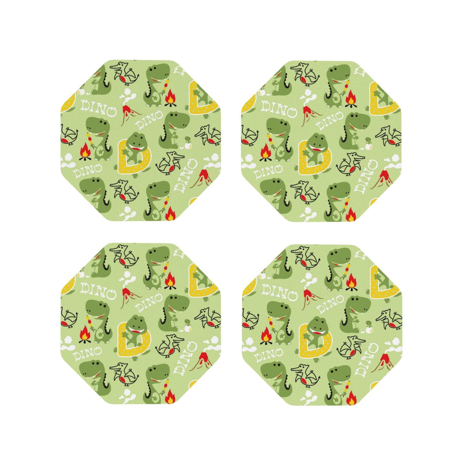 Coasters Set of 4 - Cute Dinosaurs Cartoon Drink Coasters for Tabletop ...