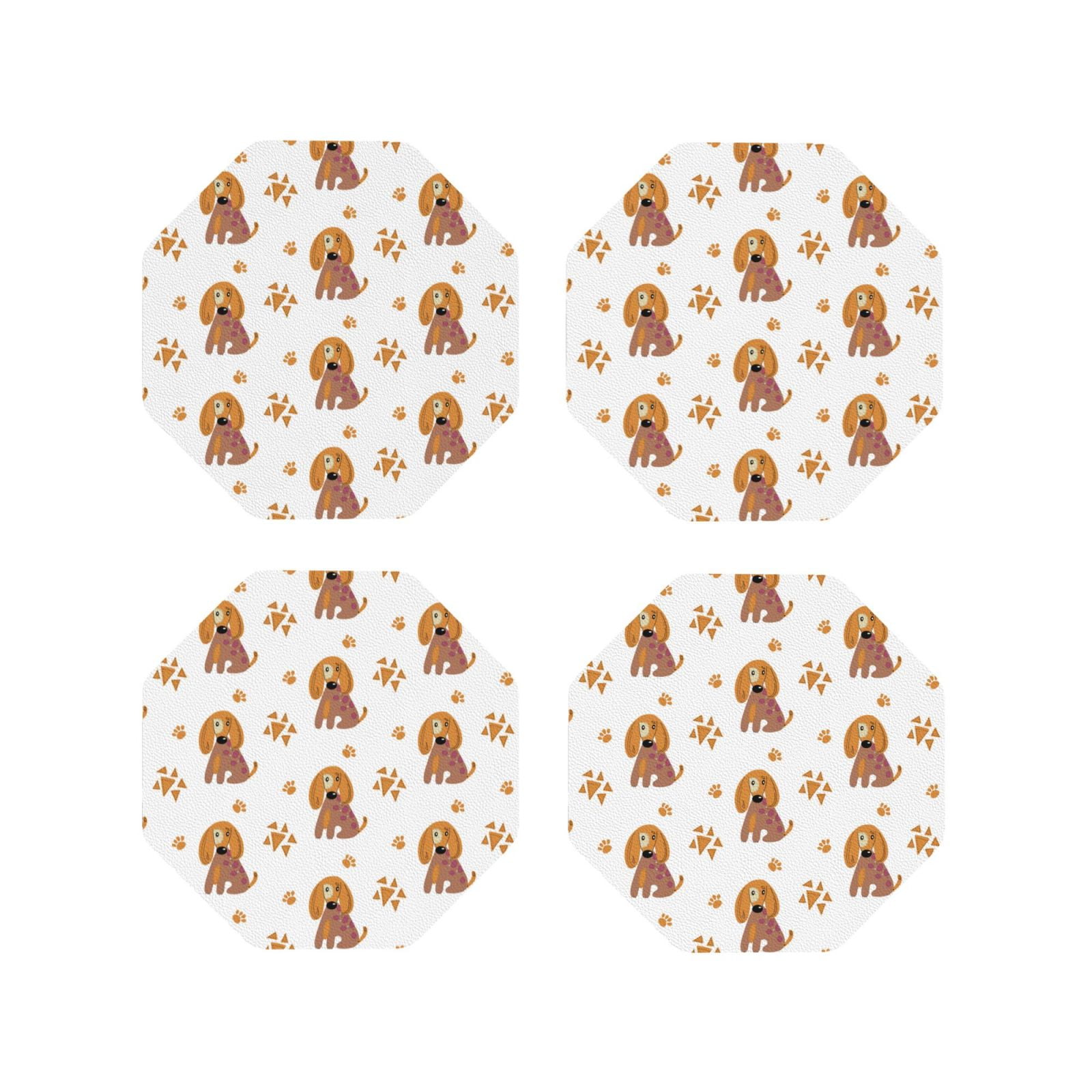 Coasters Set of 4 - Cute Dog Puppy Footprints Drink Coasters for ...