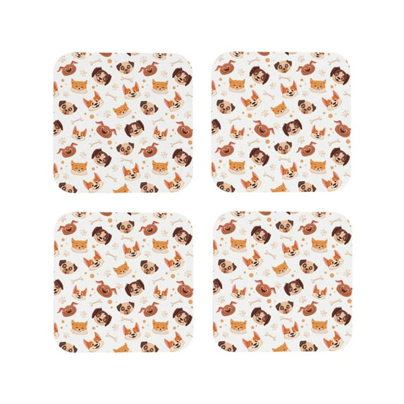 Coasters Set of 4 - Cute Dog cartoon colorful Drink Coasters for ...