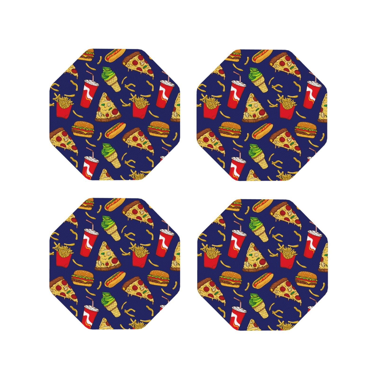 Coasters Set of 4 - Cute Food Green Ice Cream Drink Coasters for ...