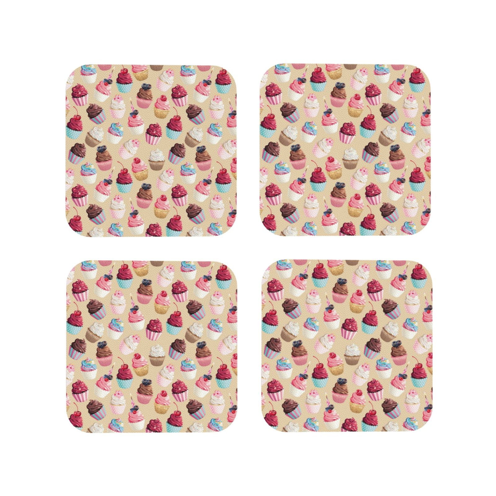 Coasters Set of 4 - Cute Fruit Ice Cream Print Drink Coasters for ...
