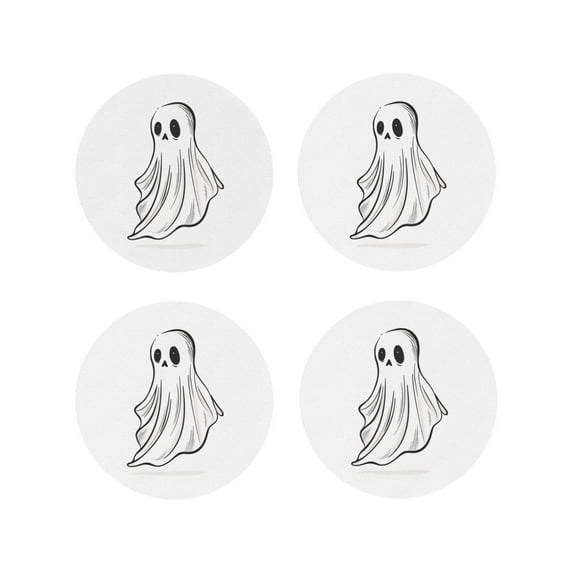 Coasters Set of 4 - Cute Ghost Simple Drawing Drink Coasters for ...