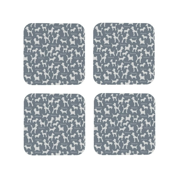 Coasters Set of 4 - Cute Poodle Dog Dachshund Drink Coasters for ...
