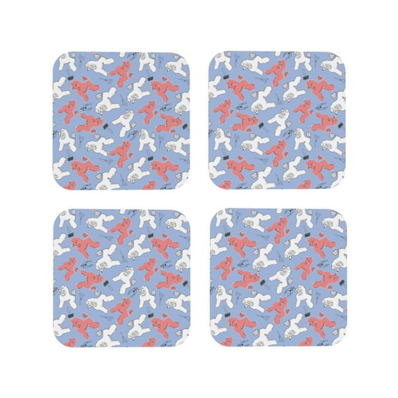 Coasters Set of 4 - Cute Poodle Dog Trimming Props Drink Coasters for ...