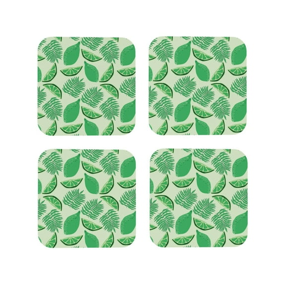 Coasters Set of 4 - Cute Sea Green Limes Leaves Drink Coasters for ...