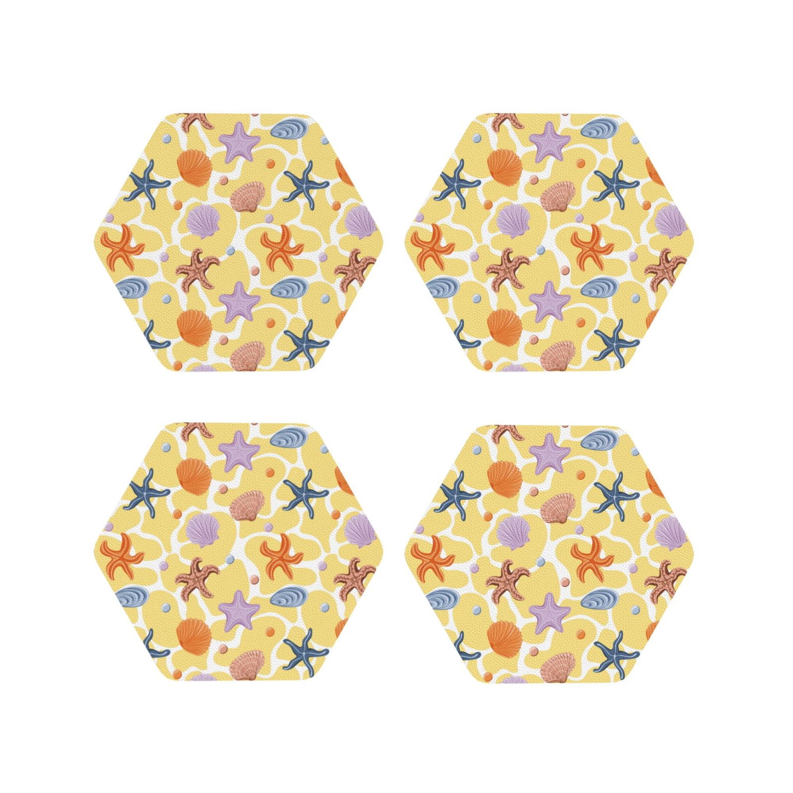 Coasters Set of 4 - Cute sea shells starfish Drink Coasters for ...