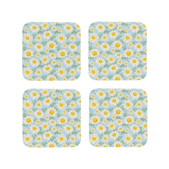 Coasters Set of 4 - Fujiman Daisies Flowers Drink Coasters for Tabletop ...