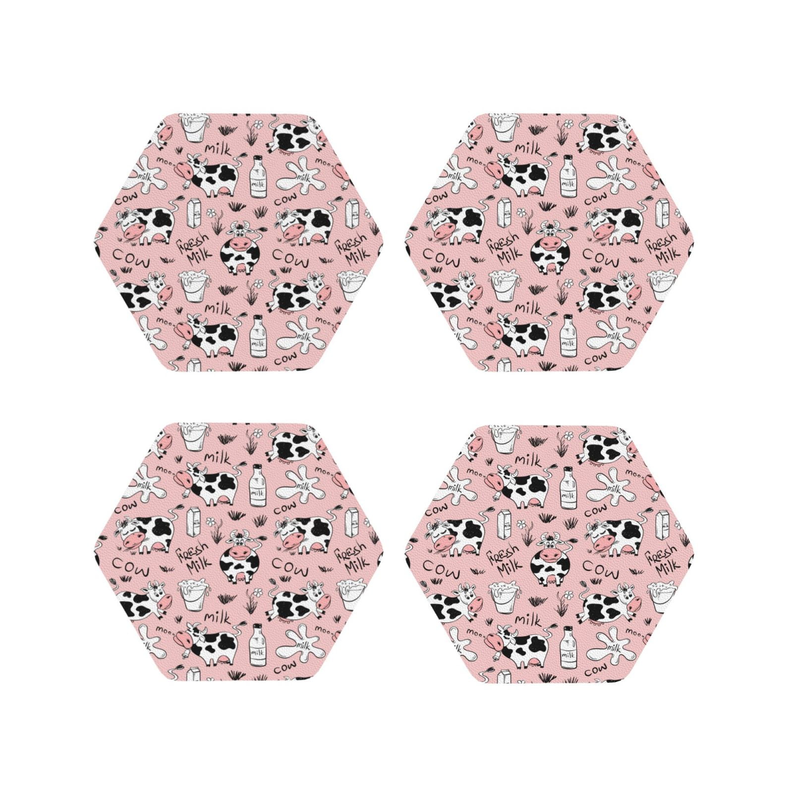 Coasters Set of 4 - Funny Cute Cartoon Milk Cow Drink Coasters for ...