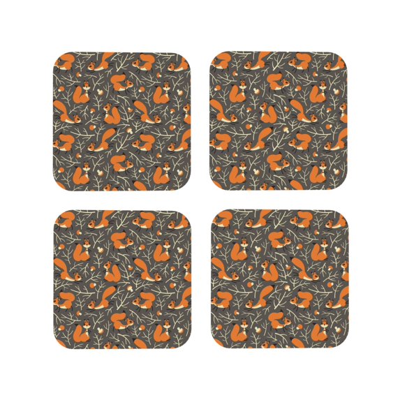 Coasters Set of 4 - Funny Cute Squirrel Cartoon Drink Coasters for ...