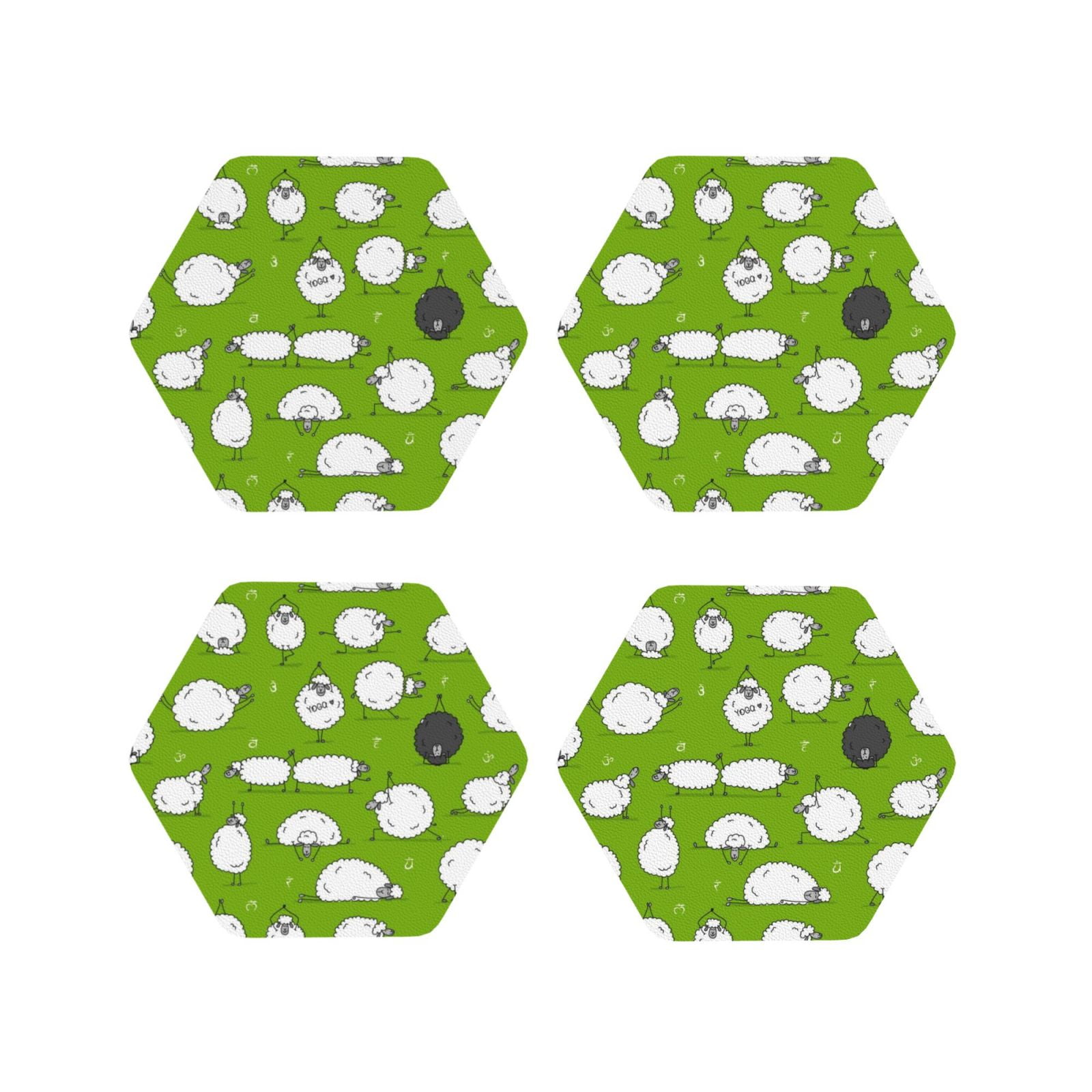 Coasters Set of 4 - Funny Sheep Doing Yoga Drink Coasters for Tabletop ...