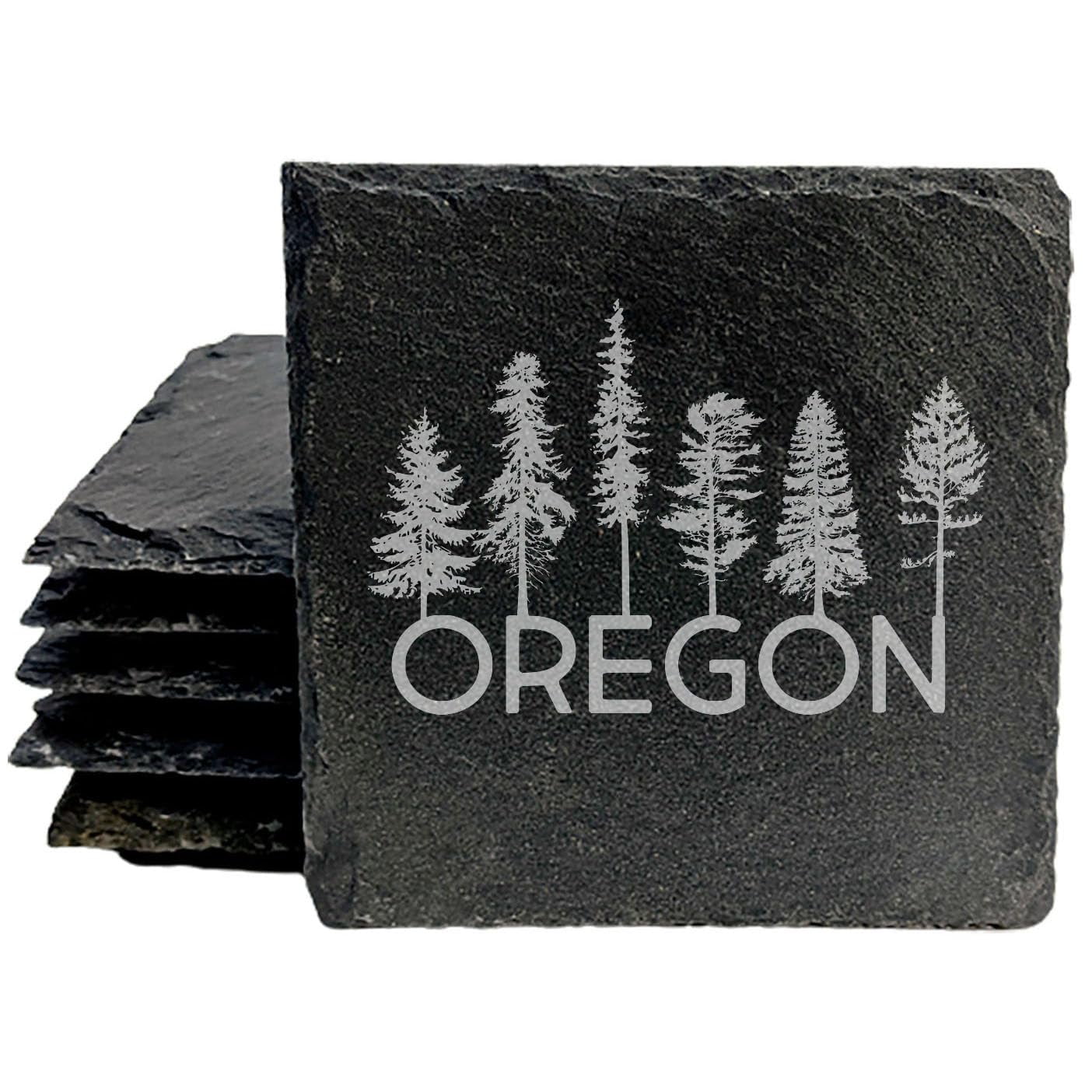 Coasters Set of 4, Laser Etched Tree Design, 4" Square, Natural Chipped ...