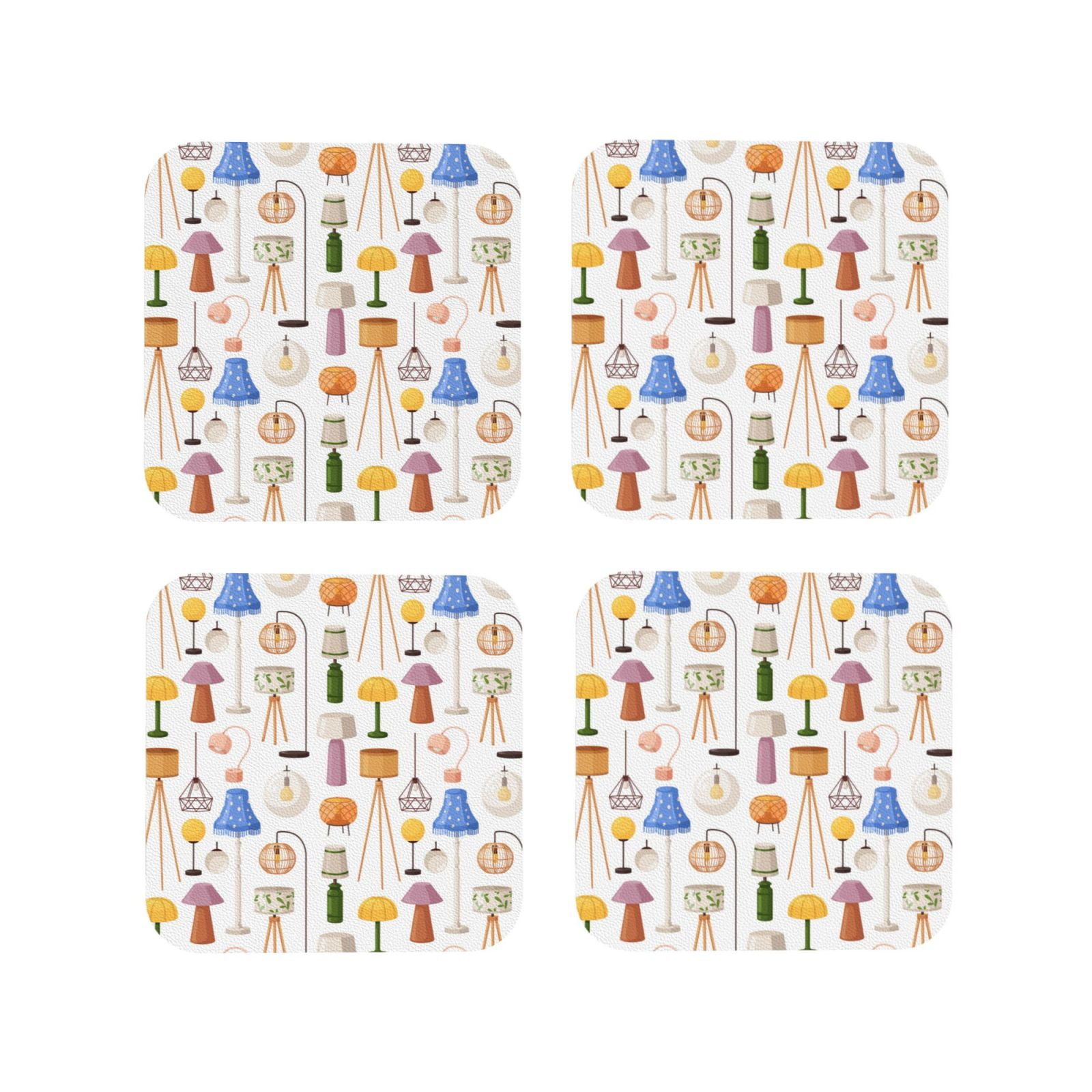 Coasters Set of 4 - Light Bulb Pattern Urban Drink Coasters for ...