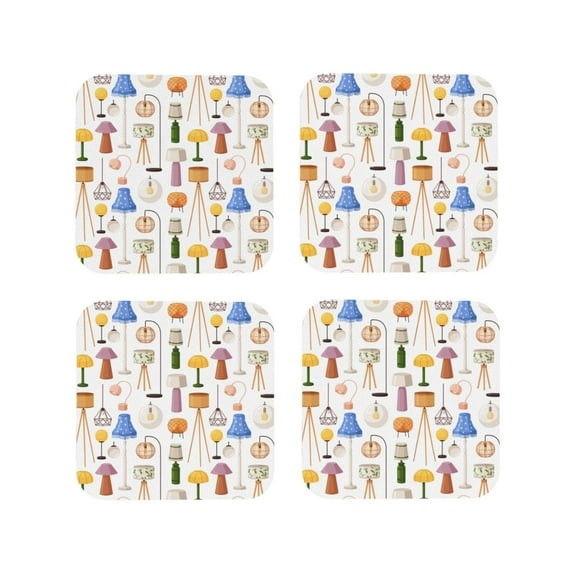 Coasters Set of 4 - Light Bulb Pattern Urban Drink Coasters for ...