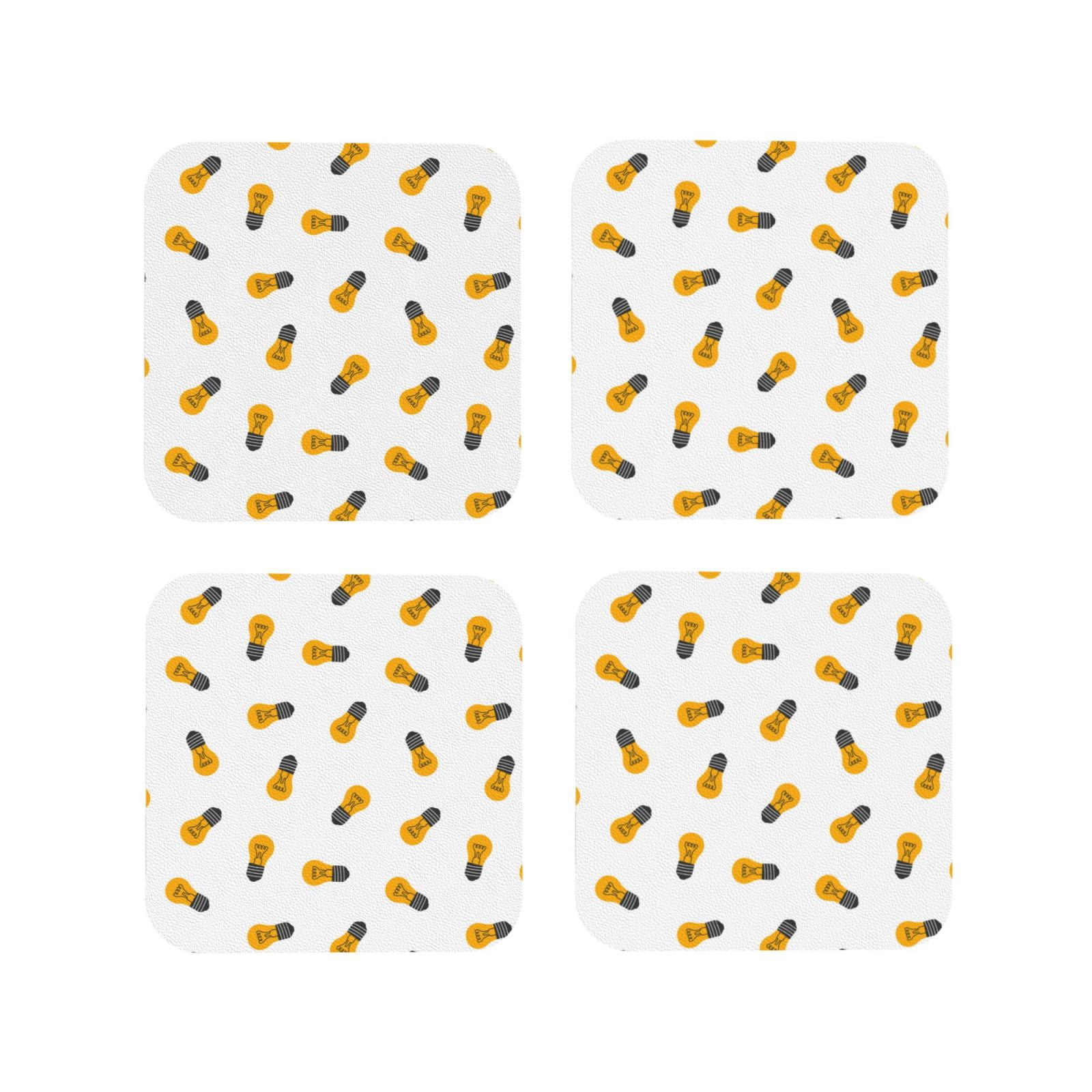 Coasters Set of 4 - Light Bulbs Pattern white Drink Coasters for ...
