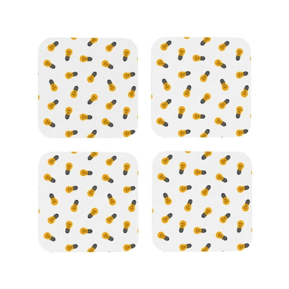 Coasters Set of 4 - Light Bulbs Pattern white Drink Coasters for ...