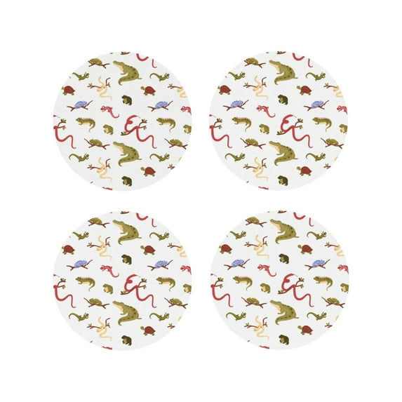 Coasters Set of 4 - Lizard Snake Turtle Crocodile_A Drink Coasters for ...