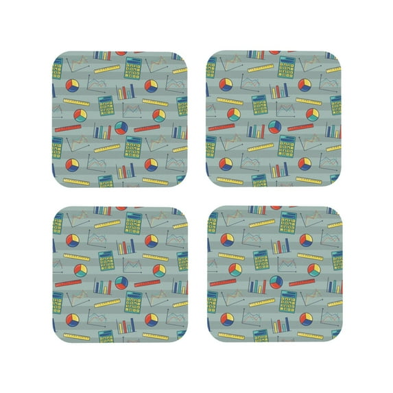 Coasters Set of 4 - Math Print ruler calculator Drink Coasters for ...